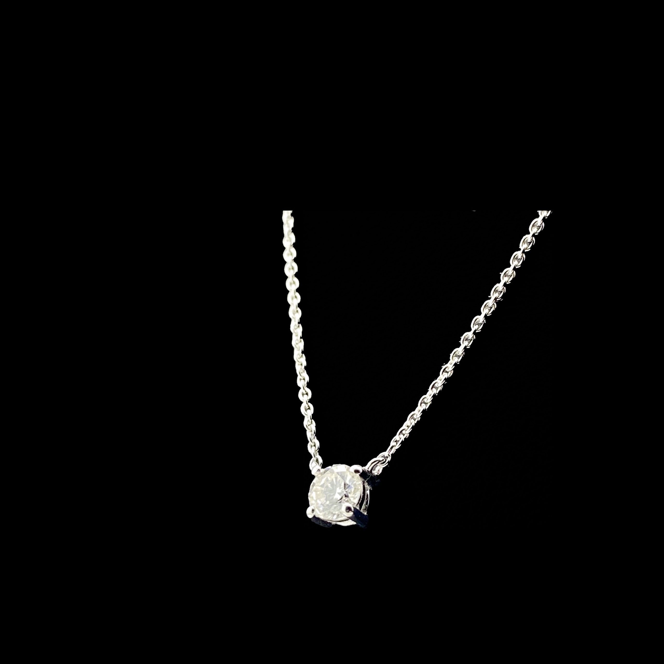 COLLIER-PENDENTIF SOLITAIRE OR GRIS 9K ET DIAMANT 0.20CTS - OR24