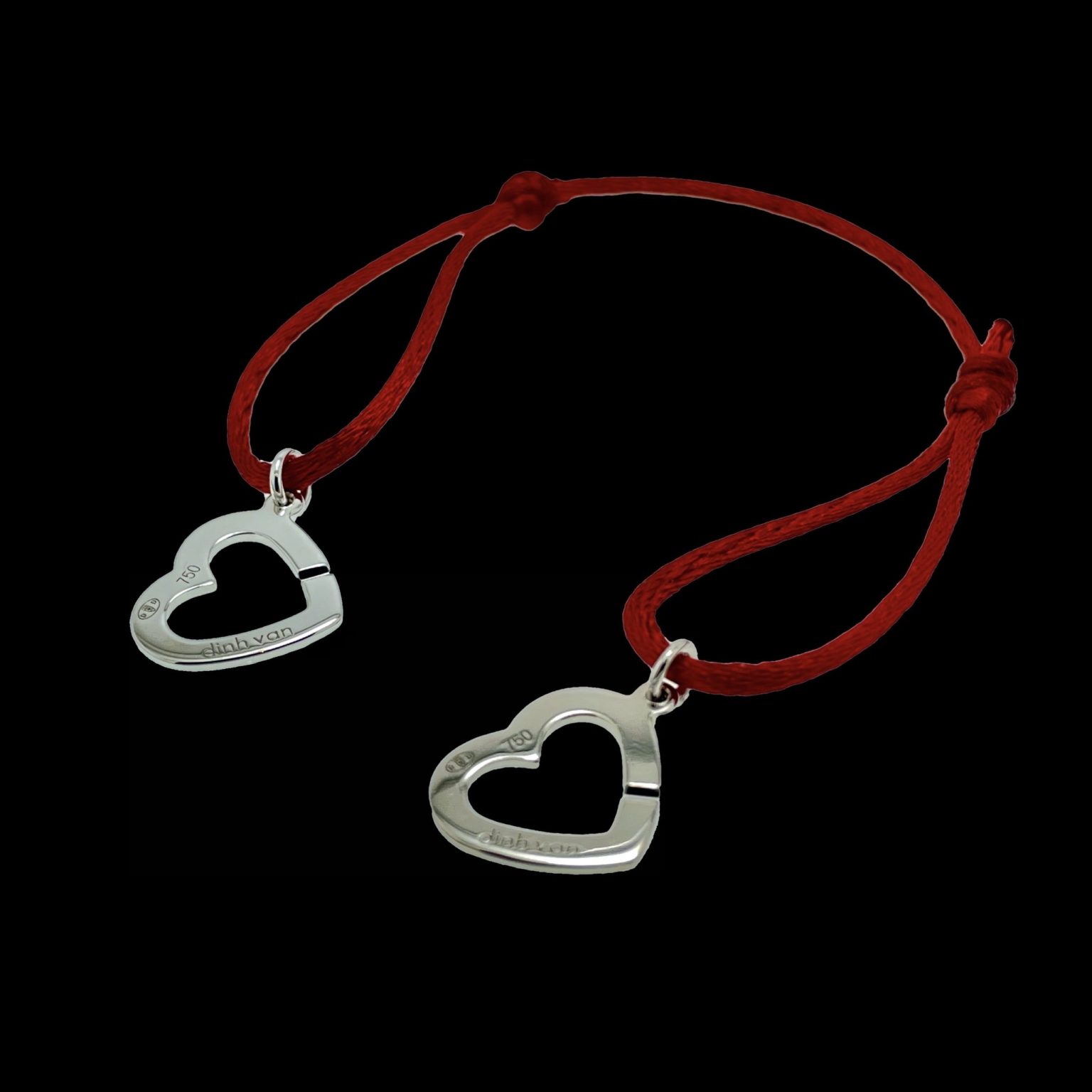 BRACELETS CORDON DOUBLE COEURS dinh van PARIS OR GRIS 18K/750 - OR24