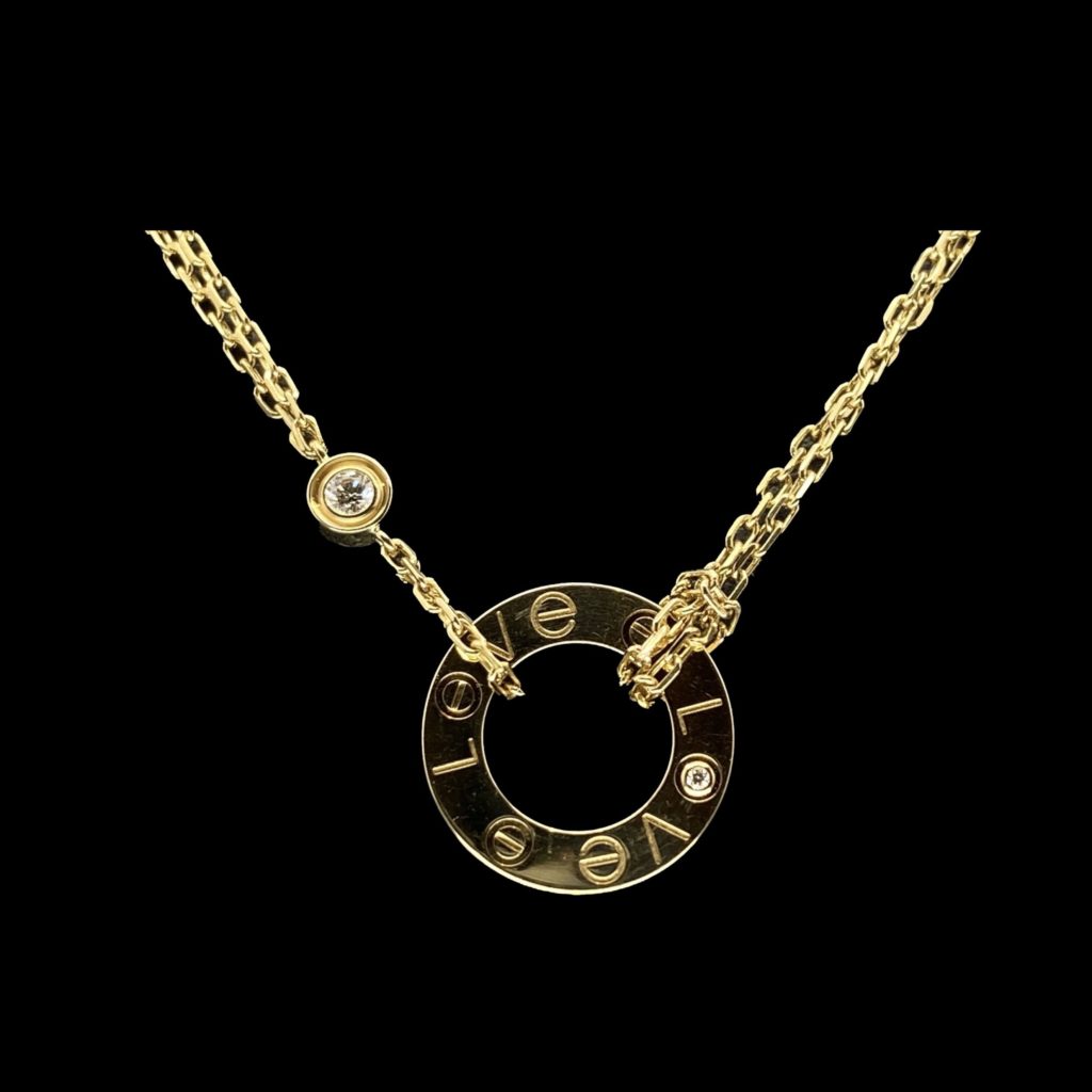 COLLIER-PENDENTIF CARTIER LOVE 2 DIAMANTS OR JAUNE 18K - OR24