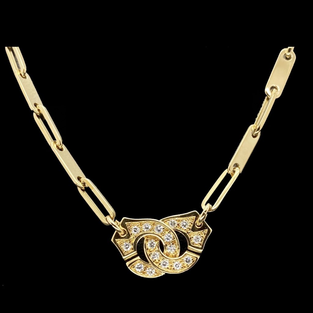 COLLIER-PENDENTIF dinh van PARIS MENOTTES DIAMANTS R12 OR JAUNE 18K - OR24